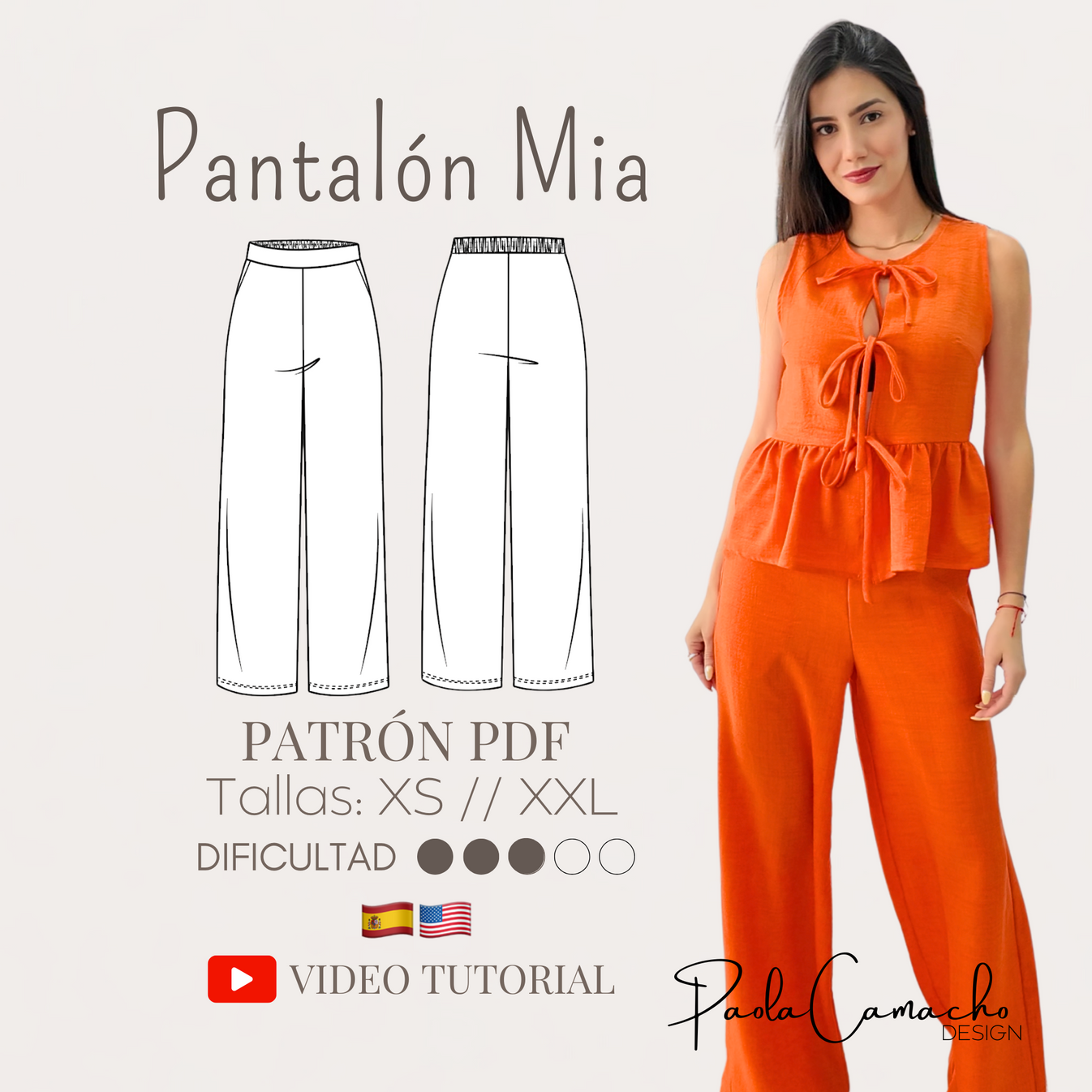Pantalón palazzo Mia - Patrón en PDF + VIDEO de costura – Paoladesignchile